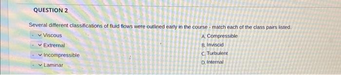 Solved Several different classifications of fluid flows were | Chegg.com