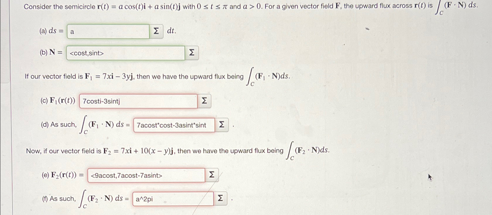 Solved Consider the semicircle r(t)=acos(t)i+asin(t)j ﻿with | Chegg.com