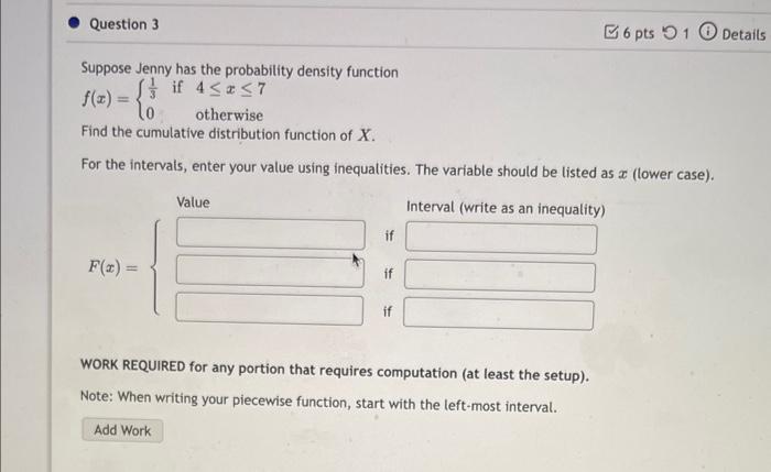 Solved Suppose Jenny has the probability density function | Chegg.com