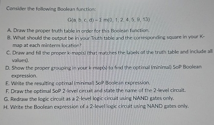 Consider the following Boolean | Chegg.com