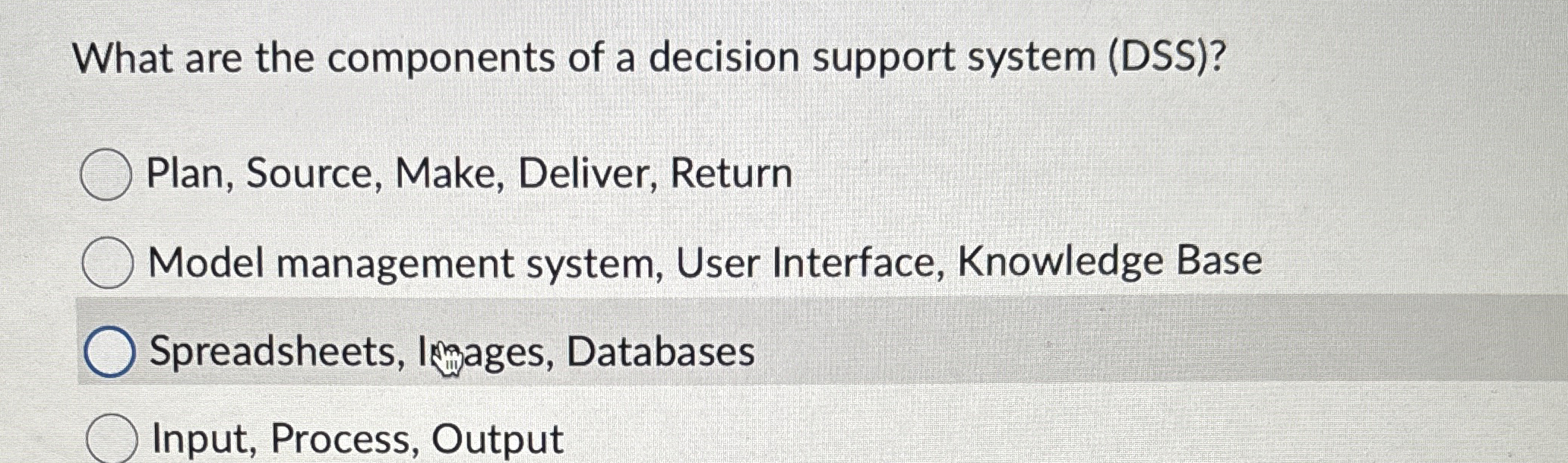 Solved What are the components of a decision support system | Chegg.com