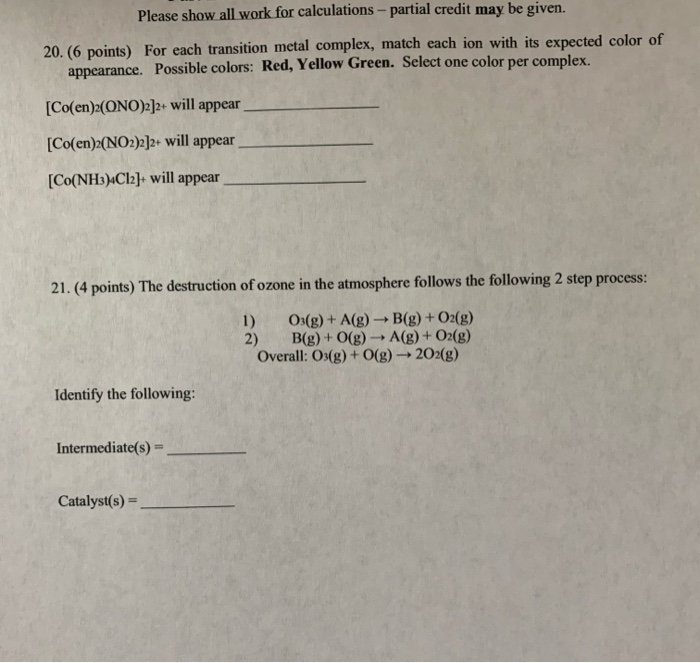 Solved Please show all work for calculations - partial | Chegg.com