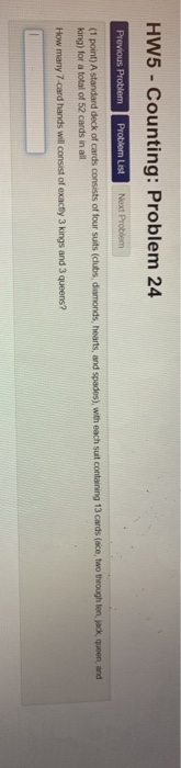 Solved HW5 - Counting: Problem 24 Previous Problem Problem | Chegg.com