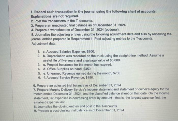 Solved 1. Record each transaction in the Journal using the | Chegg.com