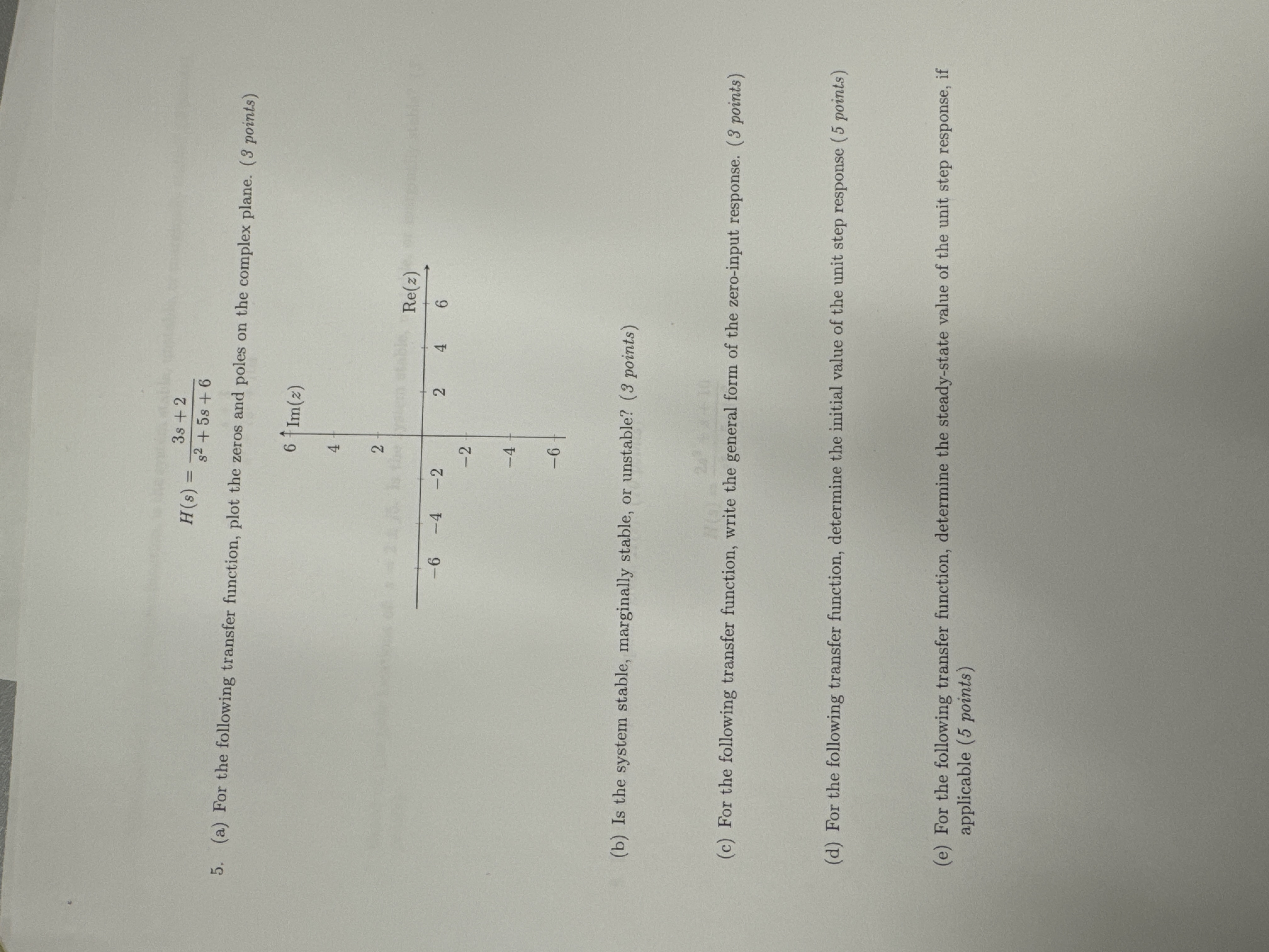 Solved H(s)=3s+2s2+5s+6(a) ﻿For the following transfer | Chegg.com