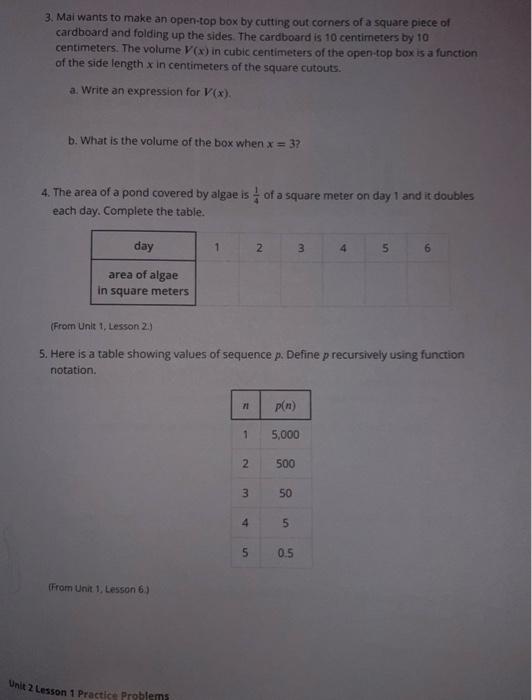Solved Lesson 1 Practice Problems 1. A rectangular | Chegg.com