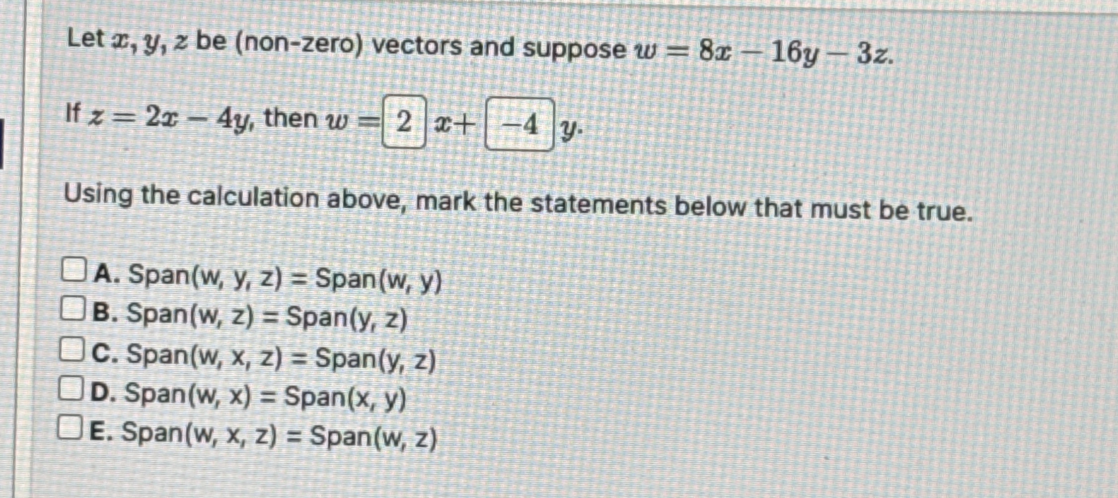 Solved Let x,y,z ﻿be (non-zero) ﻿vectors and suppose | Chegg.com