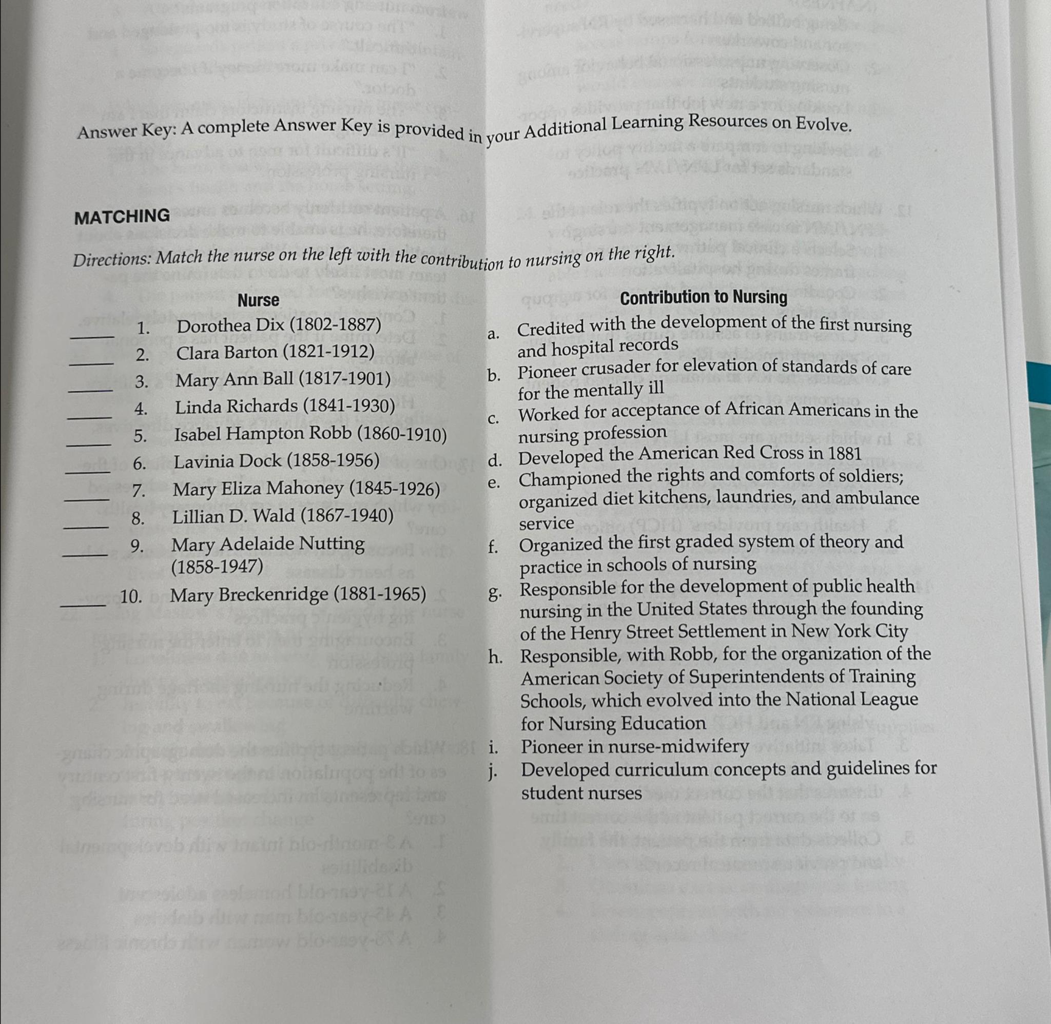Solved Answer Key: A complete Answer Key is provided in your | Chegg.com