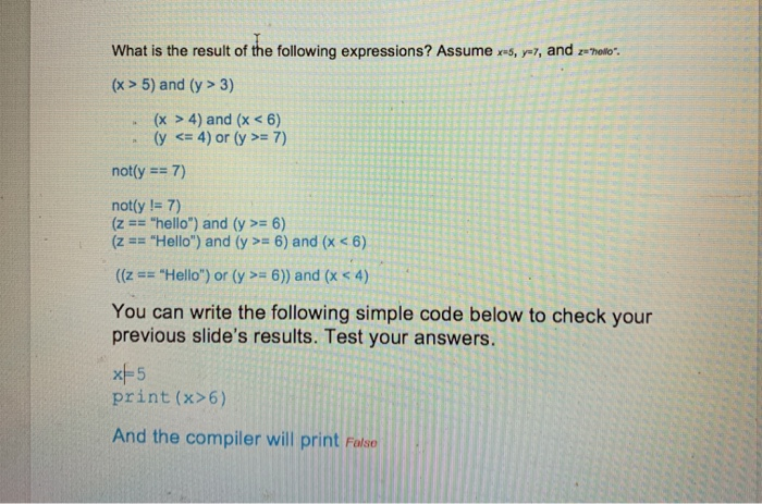 Solved What is the result of the following expressions? Assu | Chegg.com