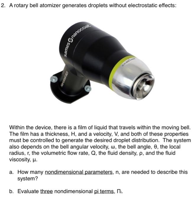 Solved 2. A rotary bell atomizer generates droplets without | Chegg.com