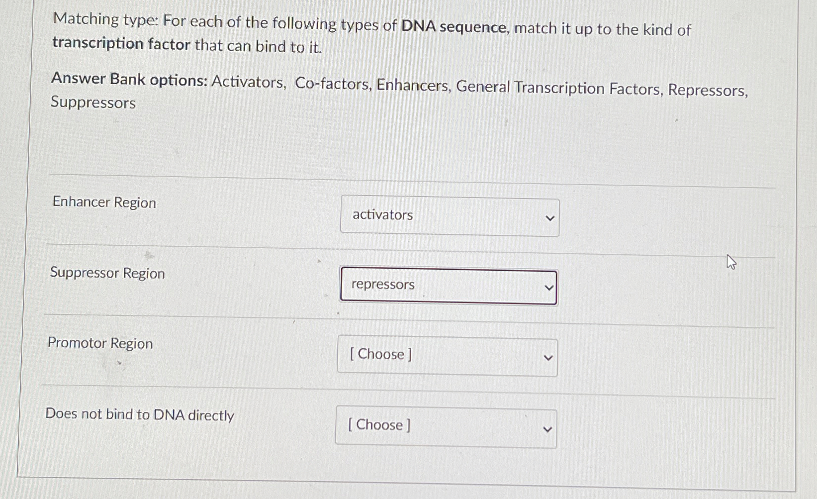 Solved Matching type: For each of the following types of DNA | Chegg.com