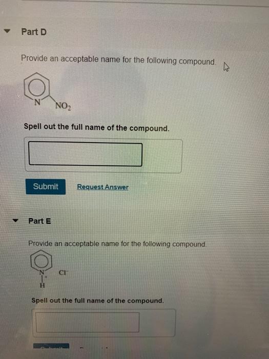 Solved Part D Provide an acceptable name for the following | Chegg.com