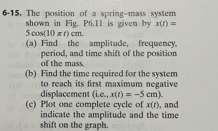 Solved Figure P6.11 A spring-mass system for problem | Chegg.com