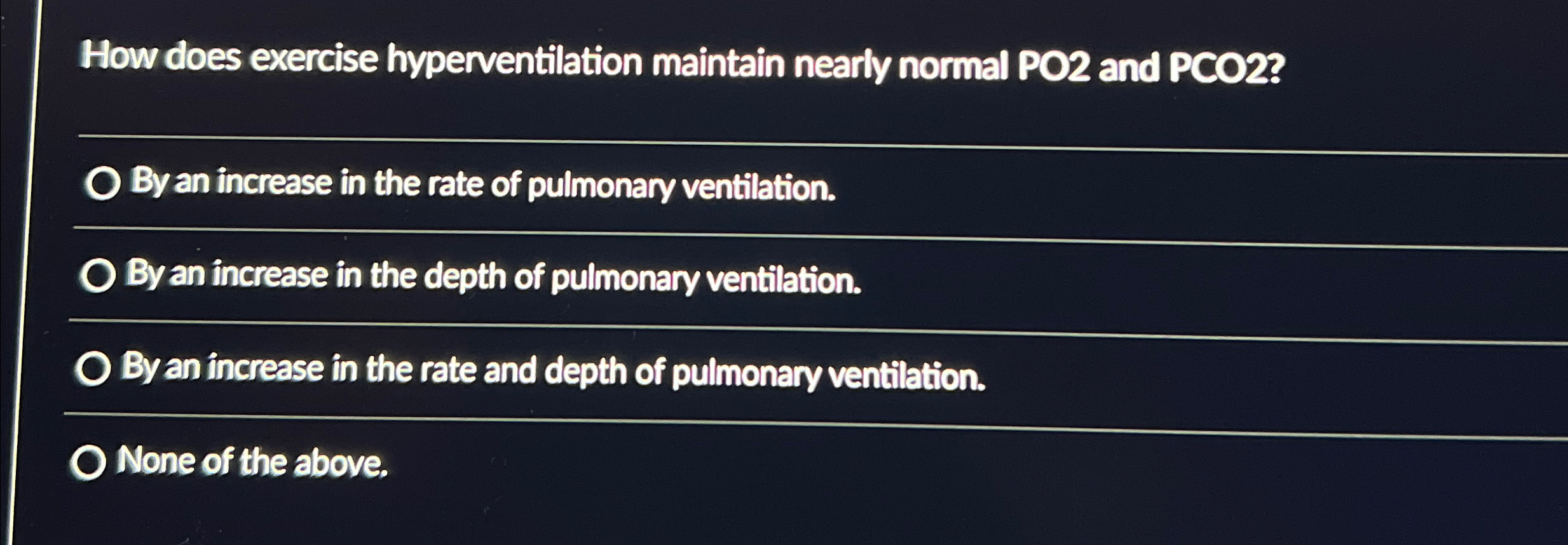 Solved How does exercise hyperventilation maintain nearly | Chegg.com