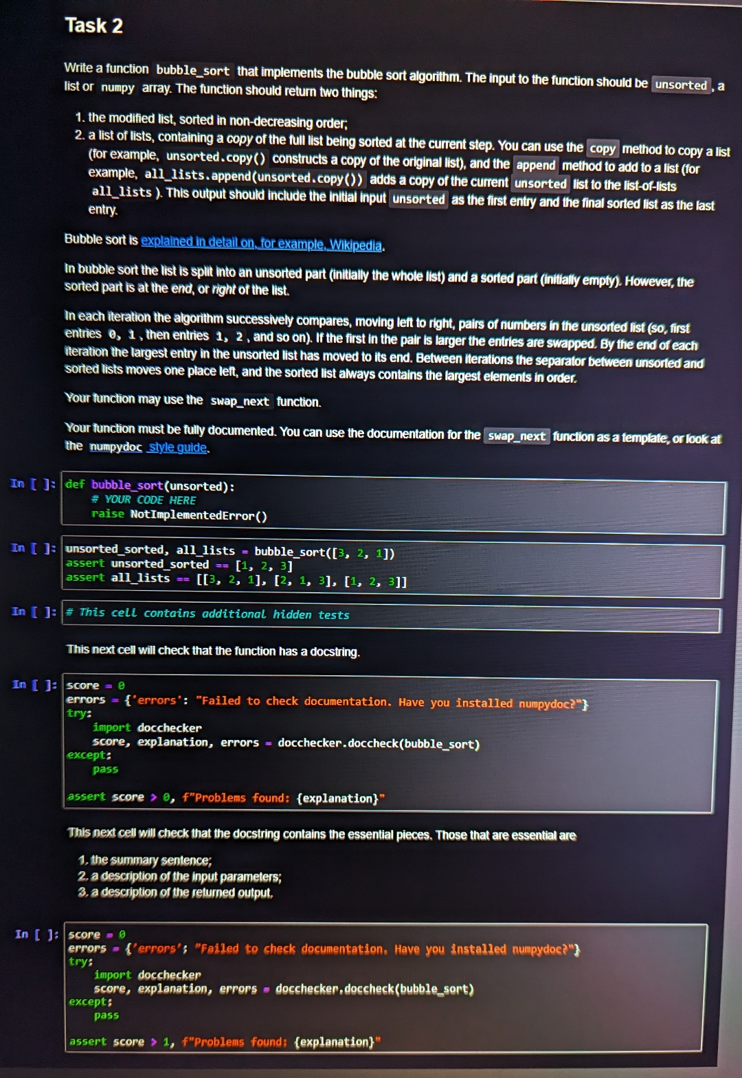 Solved Task 2write A Function Bubblesort That Implements 3109