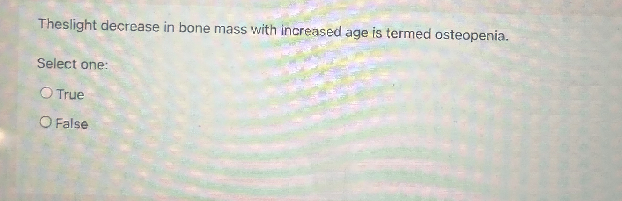 Solved Theslight decrease in bone mass with increased age is | Chegg.com