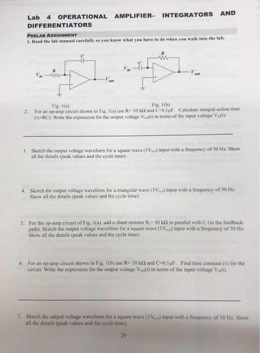 Solved Lab 4 OPERATIONAL AMPLIFIER- INTEGRATORS AND | Chegg.com