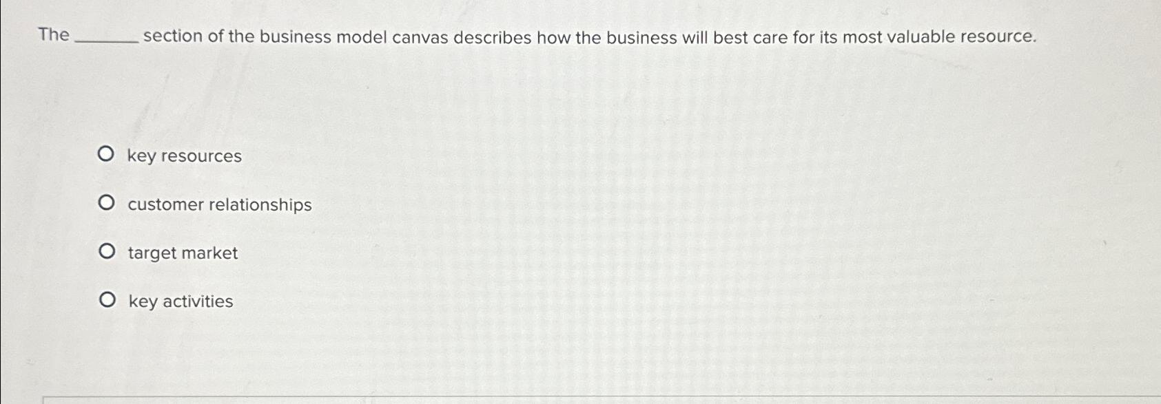 Solved The section of the business model canvas describes | Chegg.com