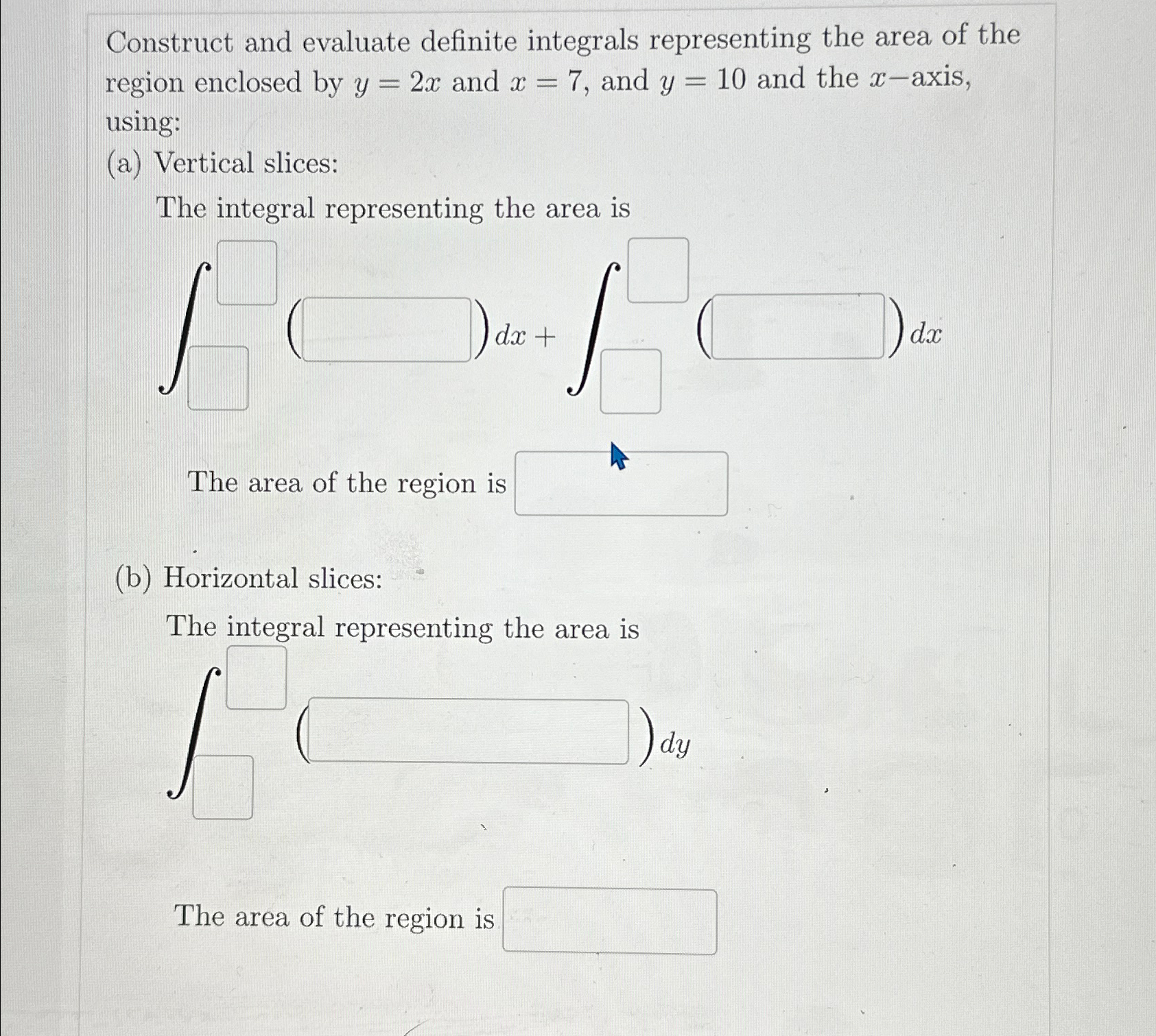 Solved Construct and evaluate definite integrals | Chegg.com
