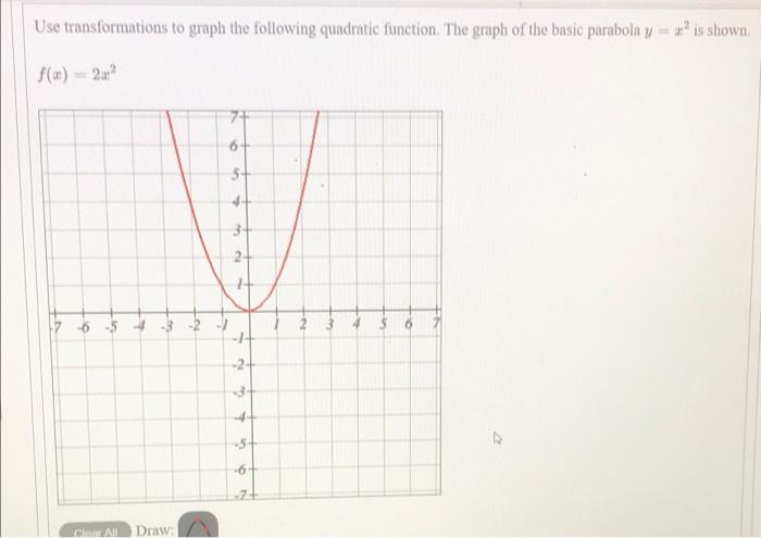 Solved Use transformations to graph the following quadratic | Chegg.com
