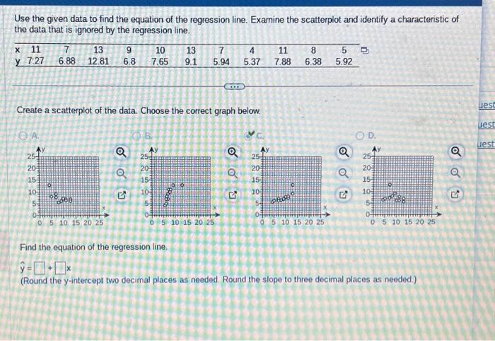 Solved Use the given data to find the equation of the | Chegg.com