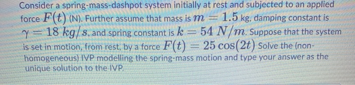 Solved Consider a spring-mass-dashpot system initially at | Chegg.com
