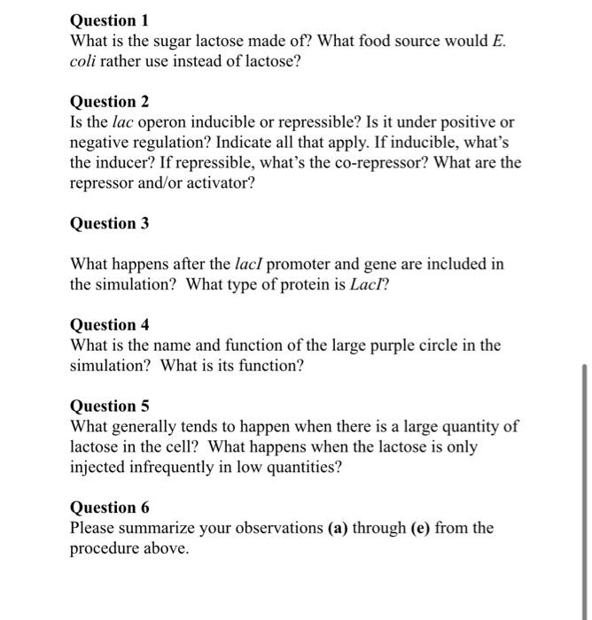 Solved BIO 3321L GENETICS LAB #6: Understanding the lac | Chegg.com
