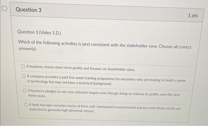 Solved Which of the following activities is (are) consistent | Chegg.com