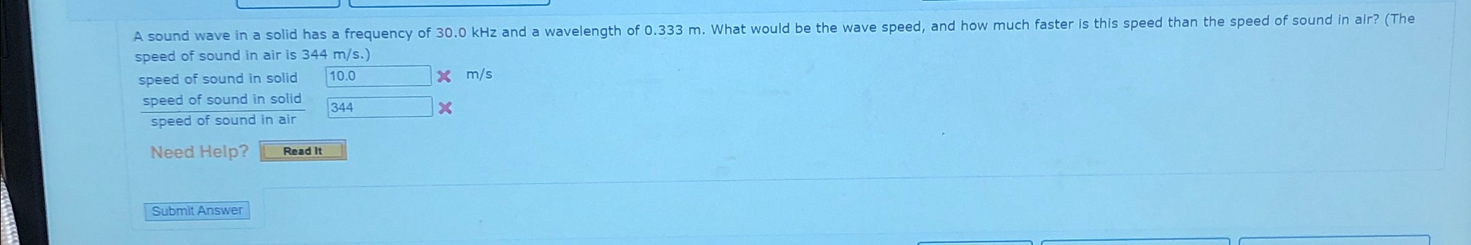 Solved speed of sound in air is 344ms.)speed of sound in | Chegg.com