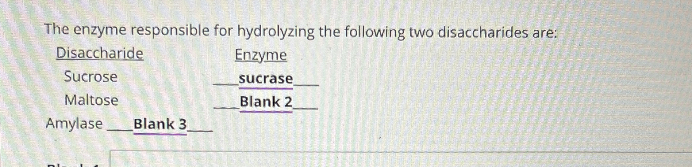 Solved The enzyme responsible for hydrolyzing the following | Chegg.com