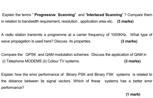 Solved Explain the terms “ Progressive Scanning" and | Chegg.com