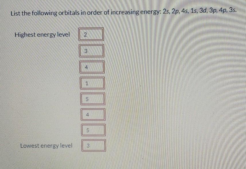 Solved List the following orbitals in order of increasing | Chegg.com
