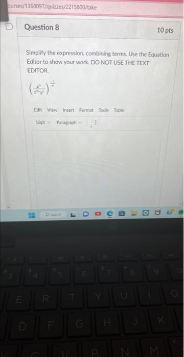 Solved Simplify the expression, combining terms. Use the | Chegg.com