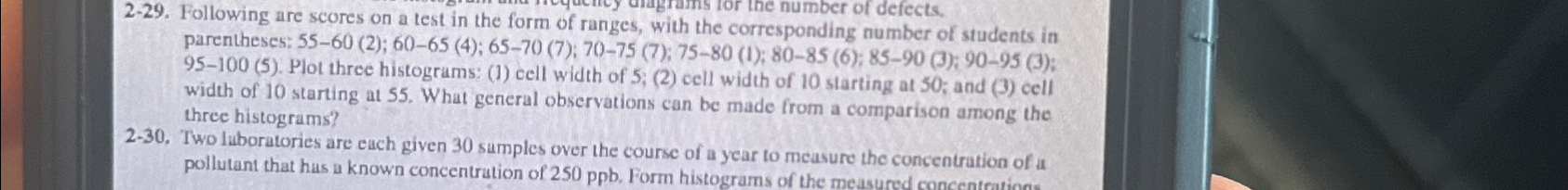 Solved 2-29. ﻿Following are scores on a test in the form of | Chegg.com