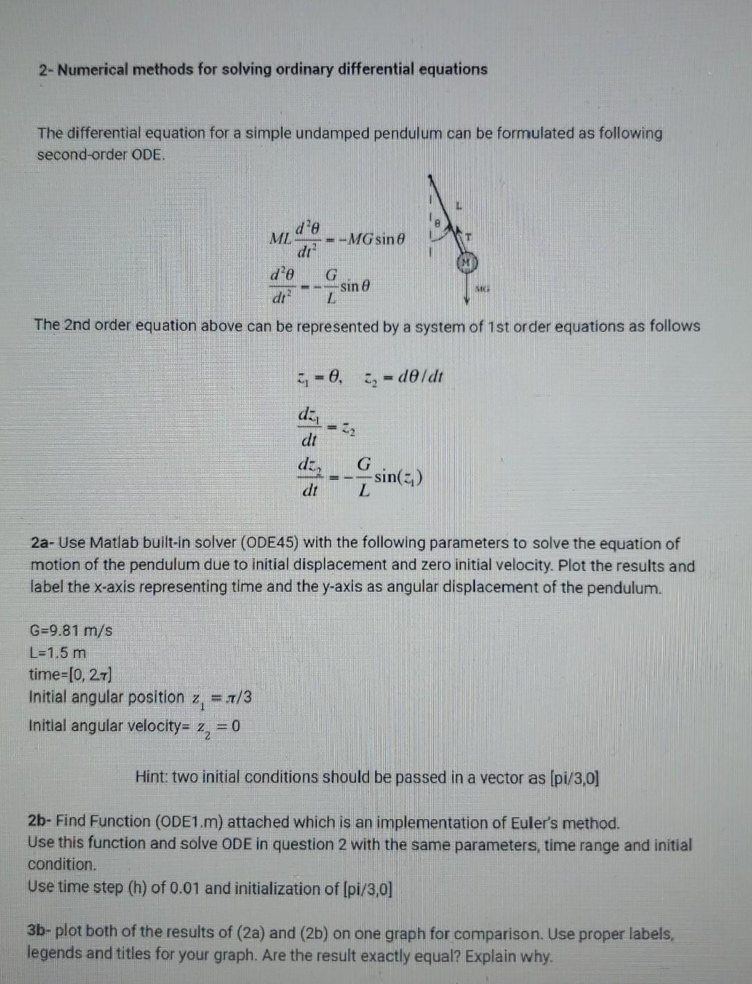 Solved 2- Numerical methods for solving ordinary | Chegg.com