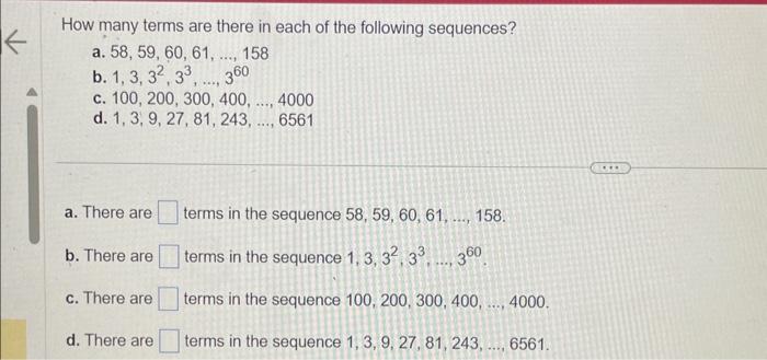 Solved How many terms are there in each of the following | Chegg.com