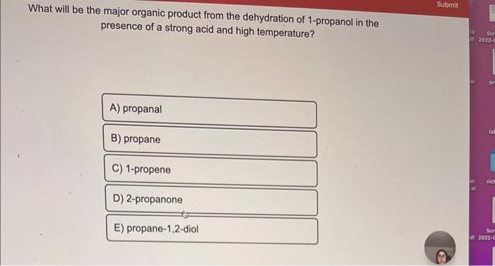 Solved What will be the major organic product from the | Chegg.com