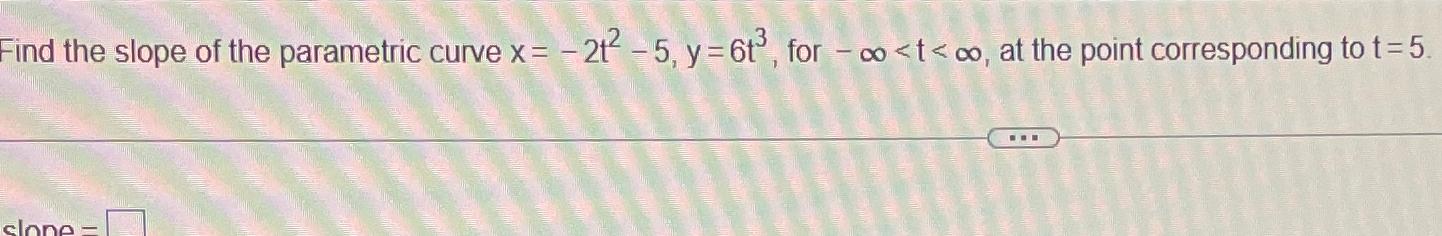 Solved Find the slope of the parametric curve | Chegg.com