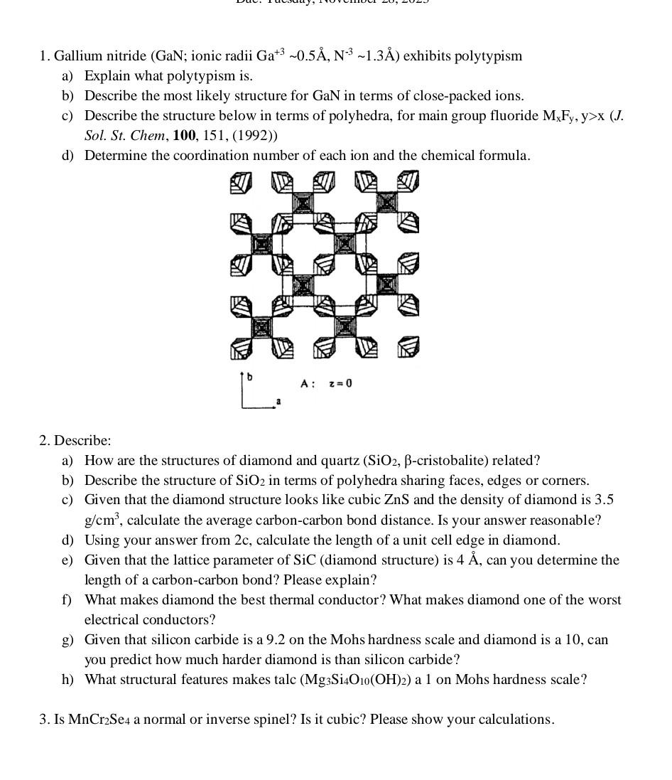 Solved 1. Gallium nitride ( GaN; ionic radii | Chegg.com