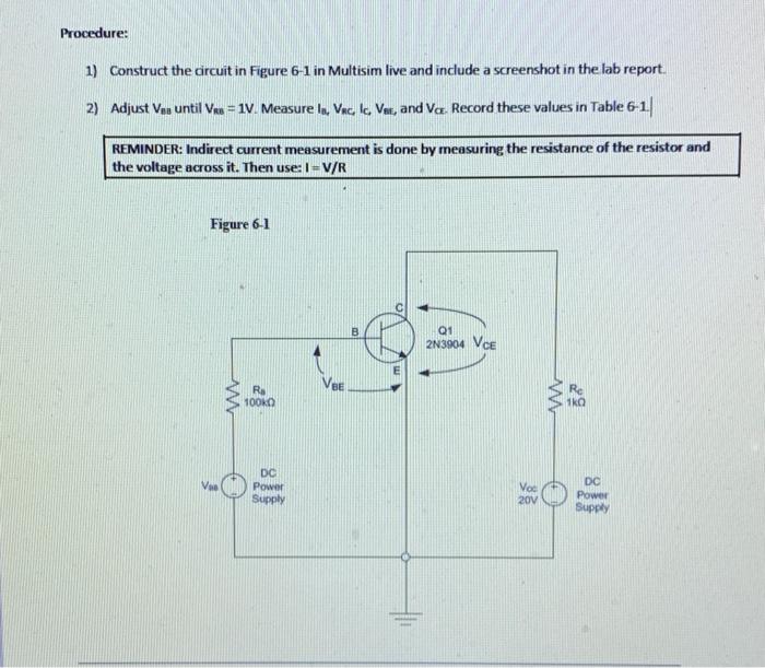 Solved Procedure: 1) Construct the circuit in Figure 6-1 in | Chegg.com