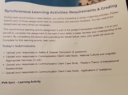 Synchronous Learning Activities: Requirements & | Chegg.com