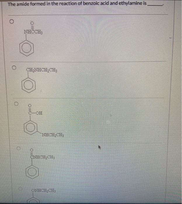 Solved The amide formed in the reaction of benzoic acid and | Chegg.com