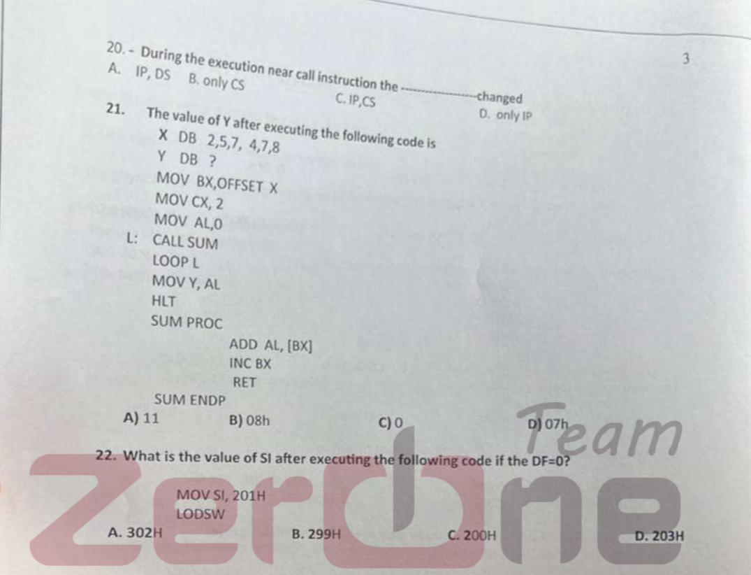 Solved During the execution near call instruction theA. ﻿IP, | Chegg.com