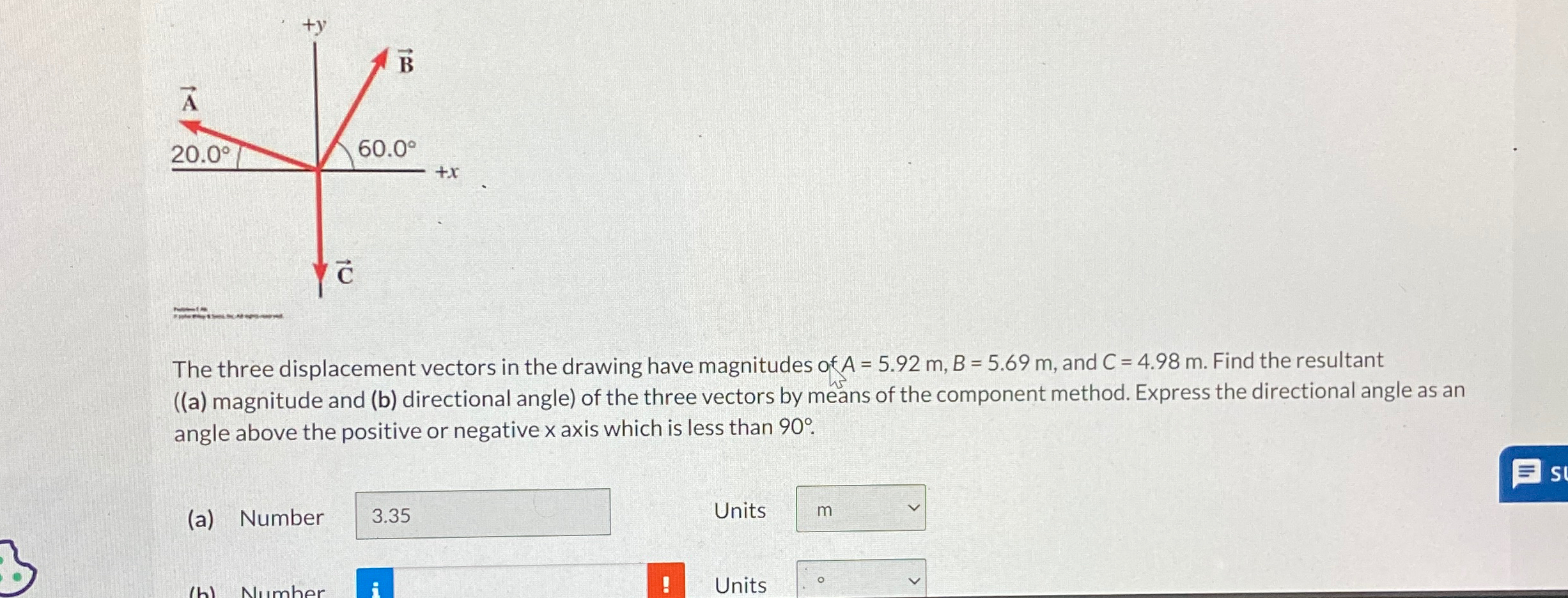 Solved The three displacement vectors in the drawing have | Chegg.com