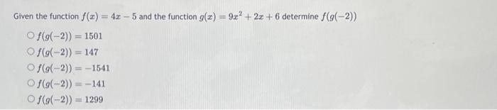 Solved Given the function f(x)=4x−5 and the function | Chegg.com