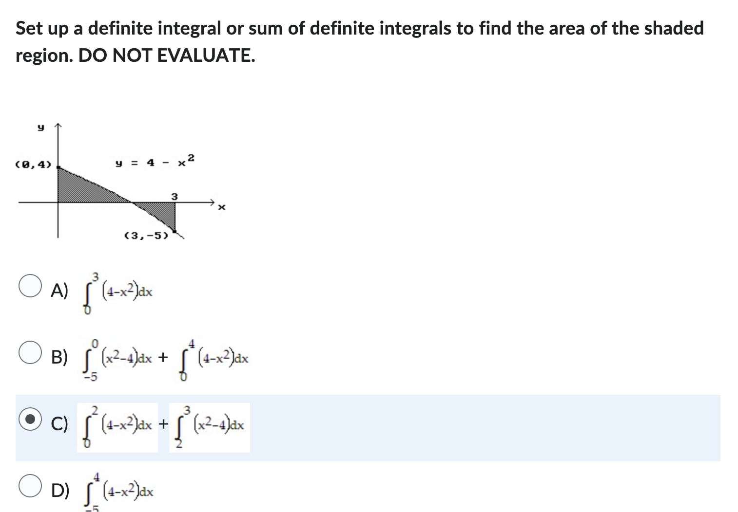 Solved Set up a definite integral or sum of definite | Chegg.com