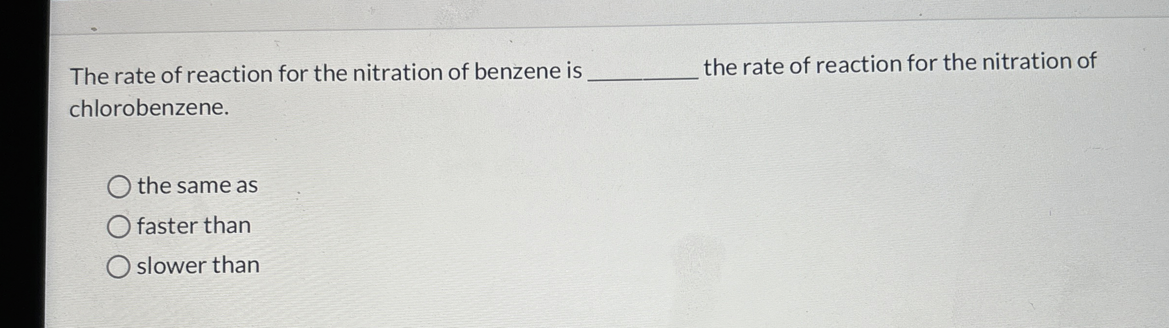 Solved The rate of reaction for the nitration of benzene is | Chegg.com