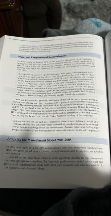 What was BP’s structural form in Case Study 8?How did | Chegg.com