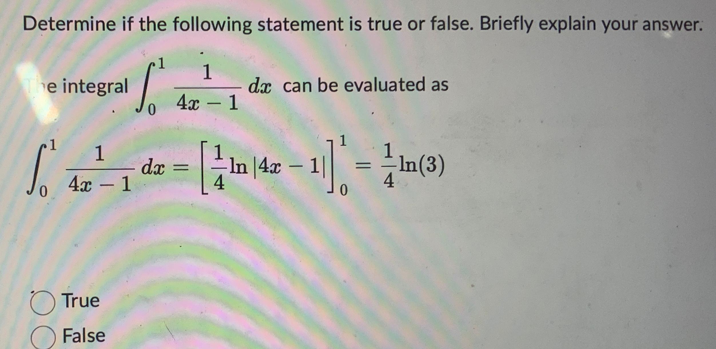 Solved Determine if the following statement is true or | Chegg.com