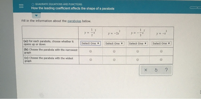 Solved O QUADRATIC EQUATIONS AND FUNCTIONS How the leading | Chegg.com
